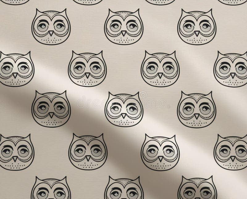 Elegant Owl Pattern Design on Textured Fabric Background AI Image Stock ...