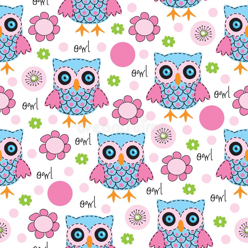 Seamless Owl Pattern Vector Illustration Stock Vector - Illustration of ...