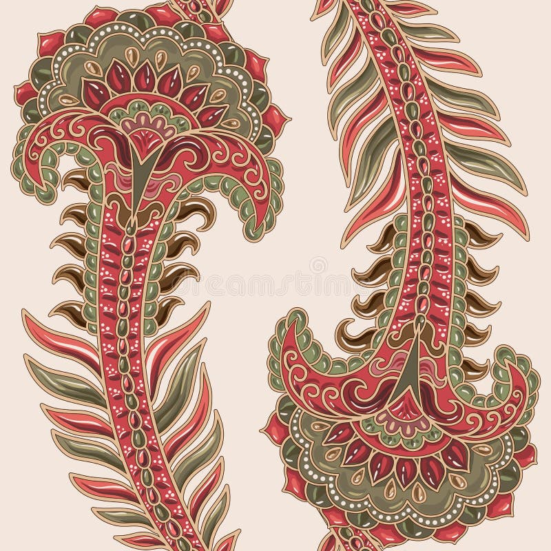 Seamless Paisley Modell Indisk Bakgrund Vektor Illustrationer ...