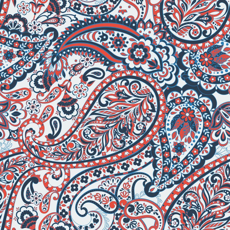 Seamless Paisley Pattern Floral Vector Illustration In Indian Style