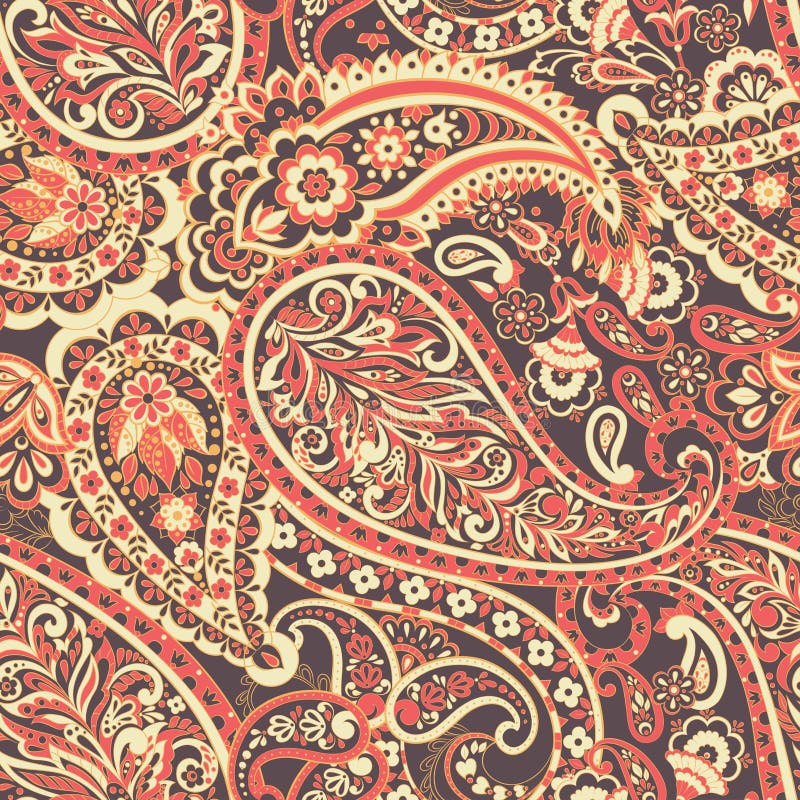 Seamless Paisley Pattern. Floral Vector Illustration in Indian Style ...