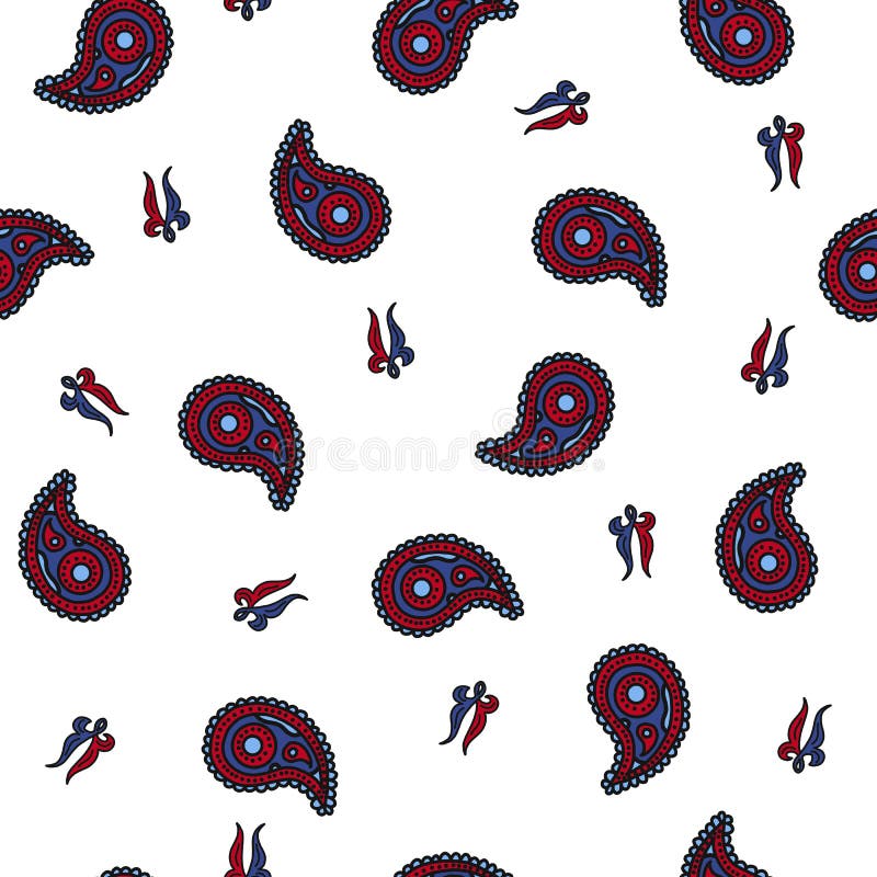 Seamless Paisley Pattern on White Background. Vintage Hand Drawn Vector ...