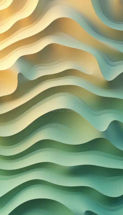 Seamless Pale Green Gradient, 3D Low Profile Style, Delicate Wave ...