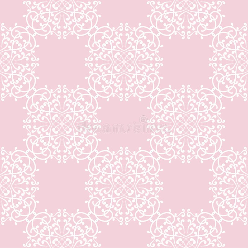 Seamless Pale Pink Pattern with White Wallpaper Ornaments Stock Vector ...