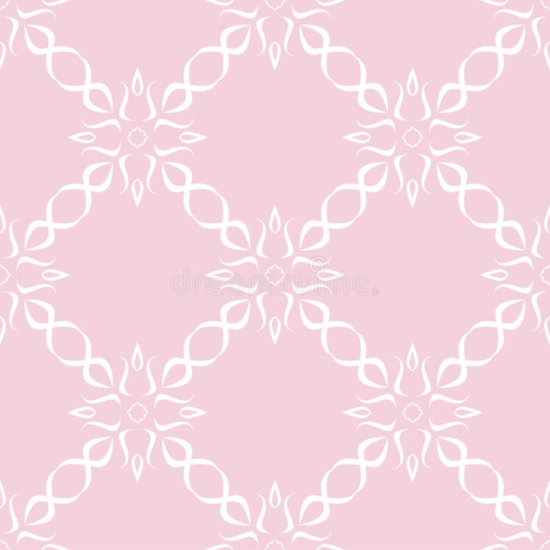 Seamless Pale Pink Pattern with White Wallpaper Ornaments Stock Vector ...