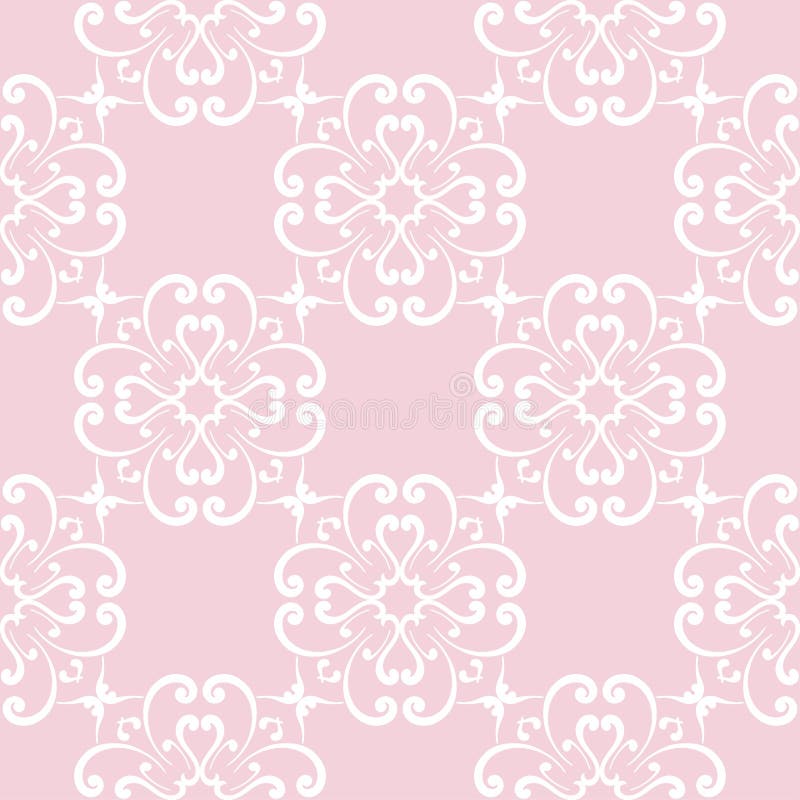Seamless Pale Pink Pattern with White Wallpaper Ornaments Stock ...