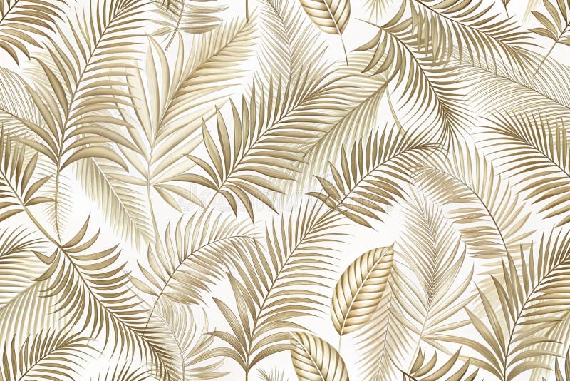 Seamless Palm Frond Pattern Background with Delicate Light Tones, Creating a Serene and Modern ...