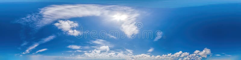 Seamless Panorama of Sky with Light Clouds in Spherical Equirectangular ...