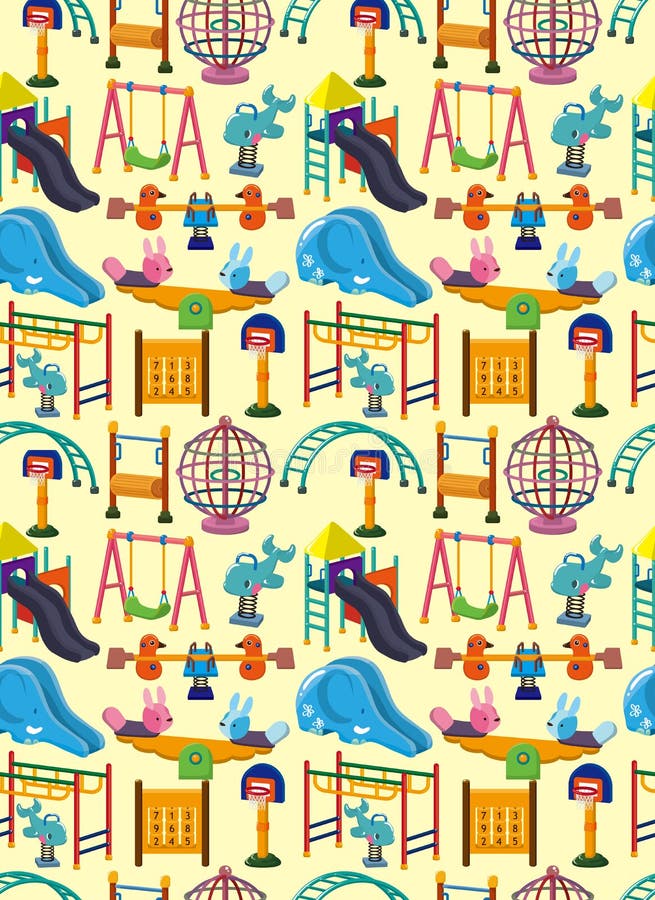 Seamless Park Playground Pattern Stock Vector - Illustration of ...
