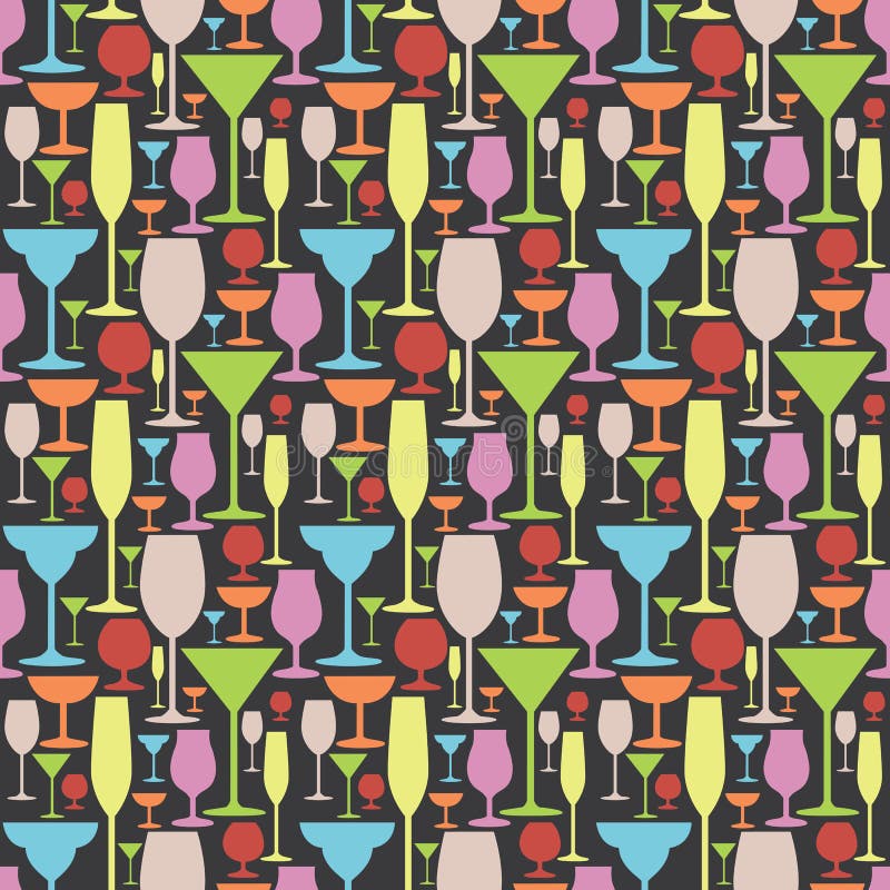 Seamless Party Glass Pattern Stock Vector - Illustration of lifestyle ...