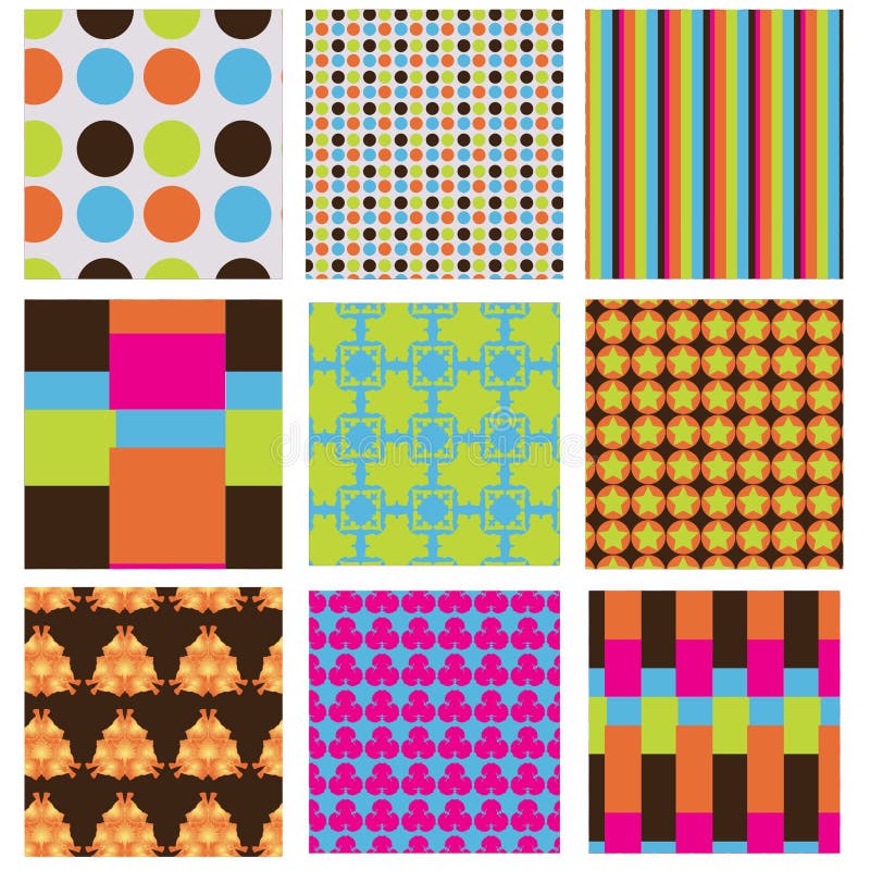 Seamless Party Swatch Pattern Set Stock Illustration - Illustration of ...