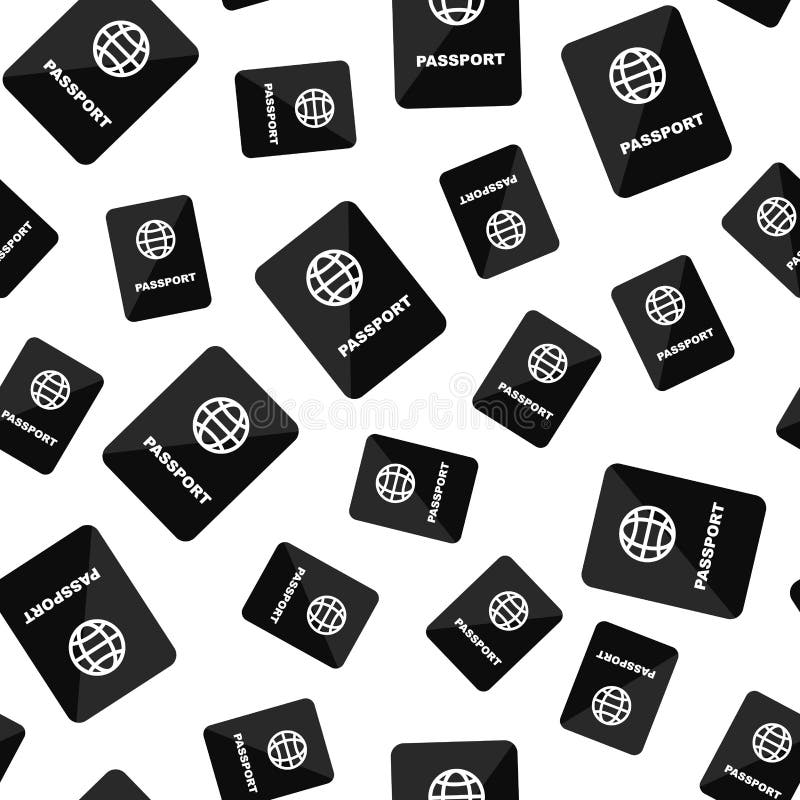Passport Pattern Seamless Black Stock Vector - Illustration of cover ...