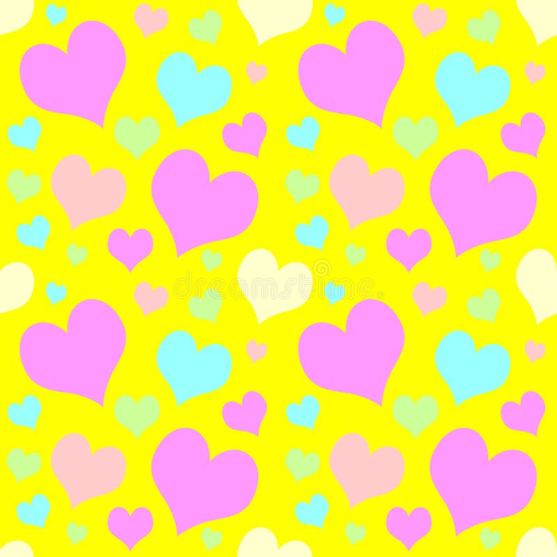 Seamless Pastel Colored Cute Hearts Pattern on Bright Light Blue ...