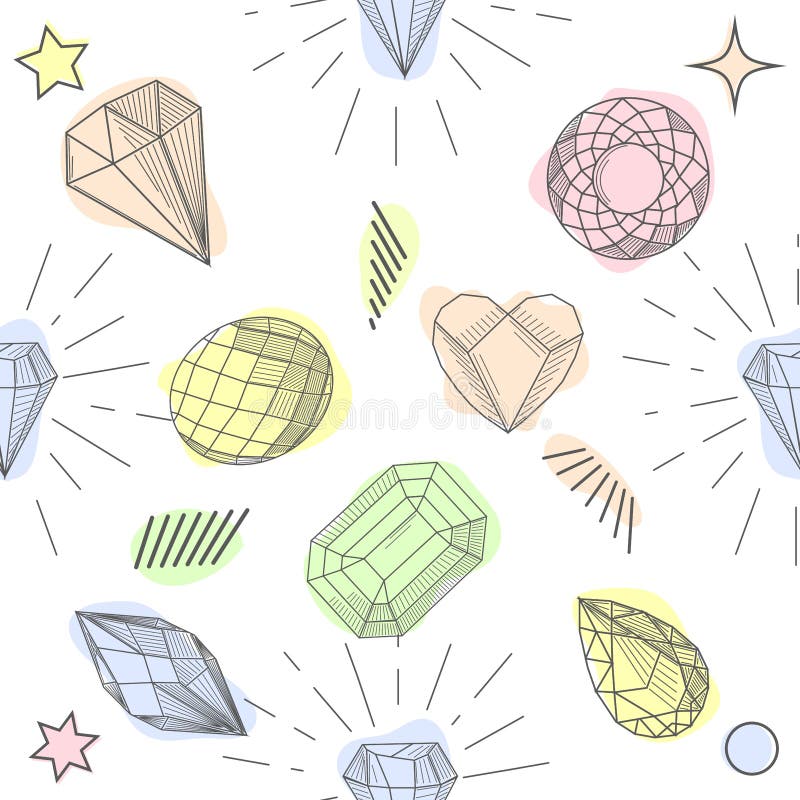 Seamless Pastel Diamonds Pattern. Background with Colorful Gemstones ...