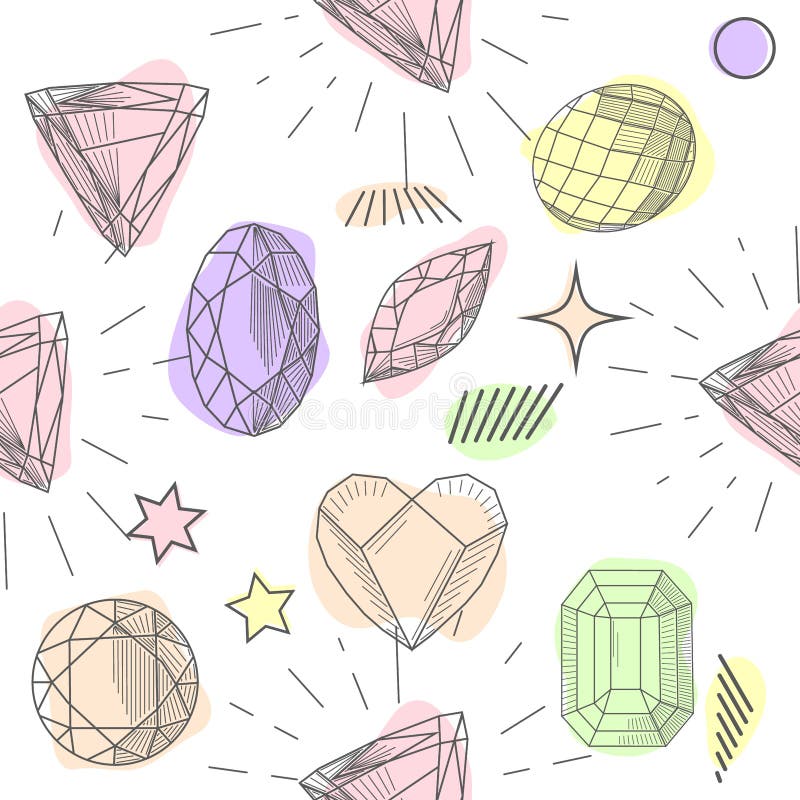 Seamless Pastel Diamonds Pattern. Background with Colorful Gemstones ...