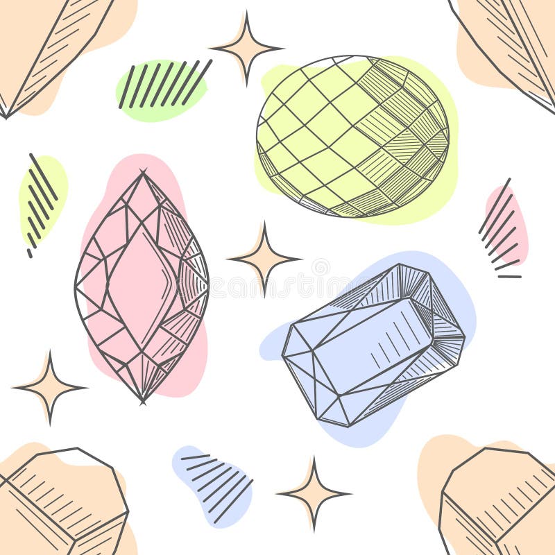 Seamless Pastel Diamonds Pattern. Background with Colorful Gemstones ...