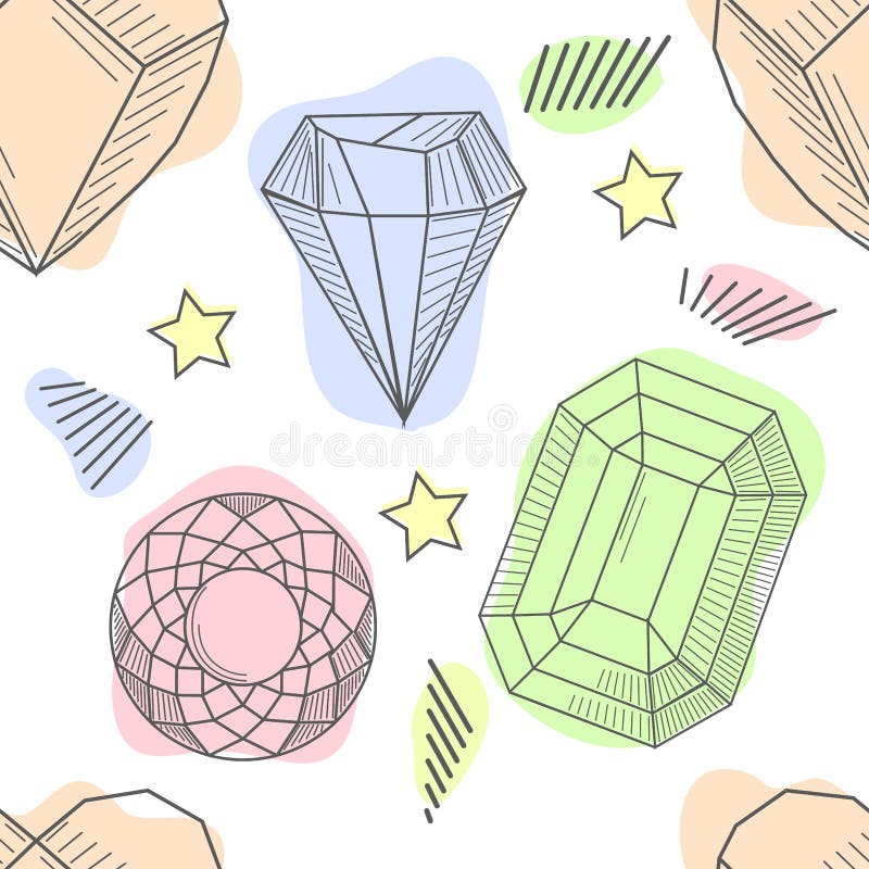 Seamless Pastel Diamonds Pattern. Background with Colorful Gemstones ...