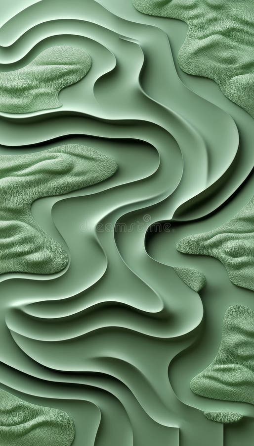 Seamless Pastel Green 3D Low Profile Style Wave Texture Pattern ...