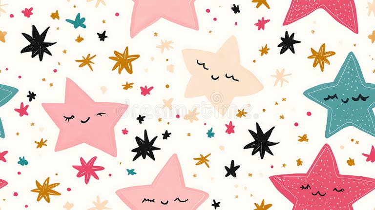 Seamless Pastel Star Pattern Background Texture Stock Illustration ...