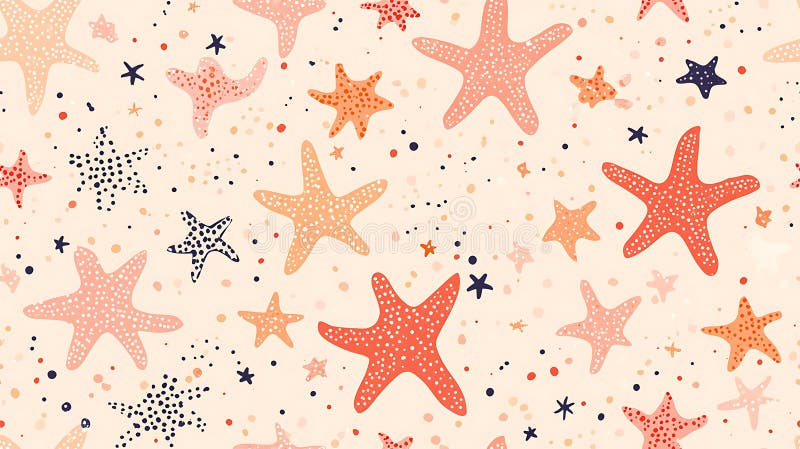 Seamless Pastel Starfish Pattern Whimsical Beach Texture Stock ...