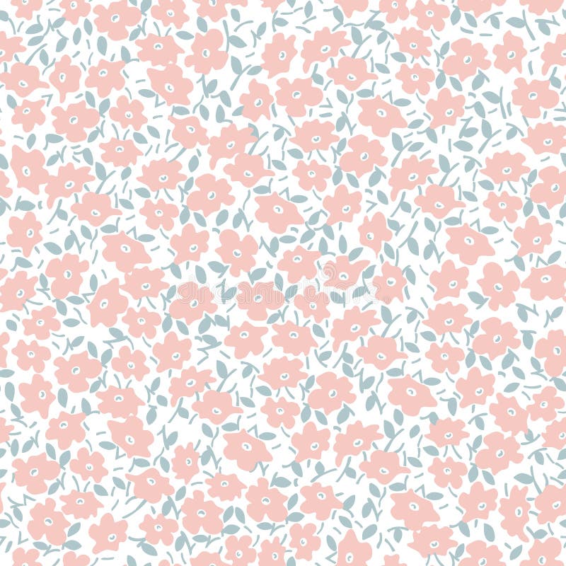 Seamless Pastel Vector Pattern with Pink Flowers and Leaves Stock ...