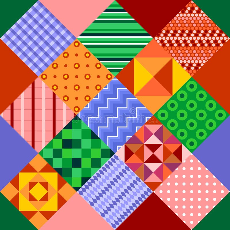 Seamless Patchwork with Abstract Multicolored Geometric Patterns. Print for Fabric and Textile ...