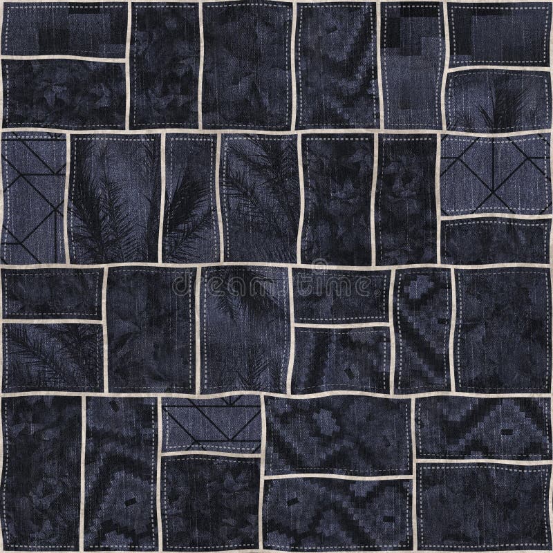 Seamless Patchwork Collage Mix Quilt Pattern Print Stock Image - Image ...