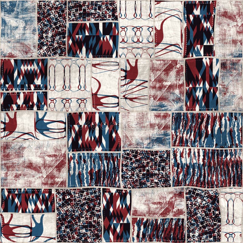 Seamless Patchwork Collage Mix Quilt Pattern Print Stock Illustration ...