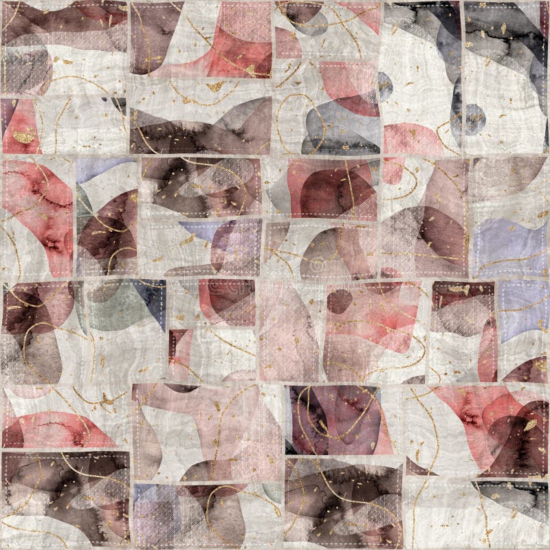 Seamless Patchwork Collage Mix Quilt Pattern Print Stock Illustration ...