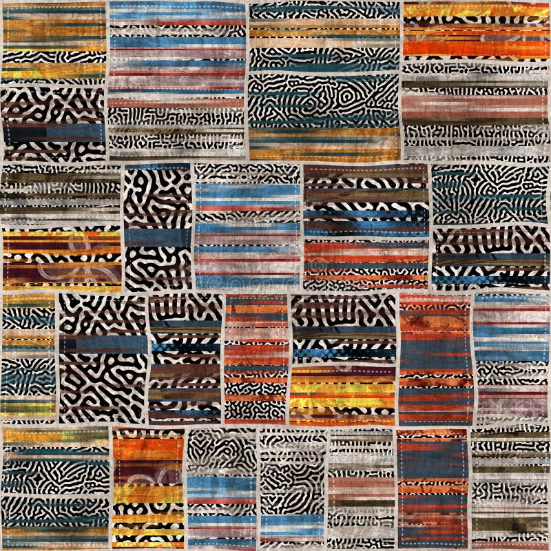 Seamless Patchwork Collage Mix Quilt Pattern Print Stock Image - Image ...