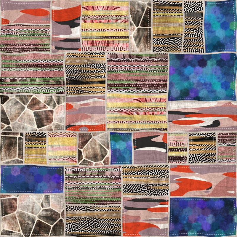 Seamless Patchwork Collage Mix Quilt Pattern Print Stock Photo - Image ...