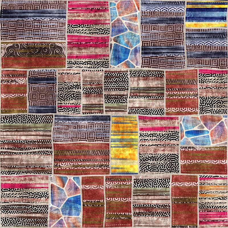 Seamless Patchwork Collage Mix Quilt Pattern Print Stock Photo - Image ...
