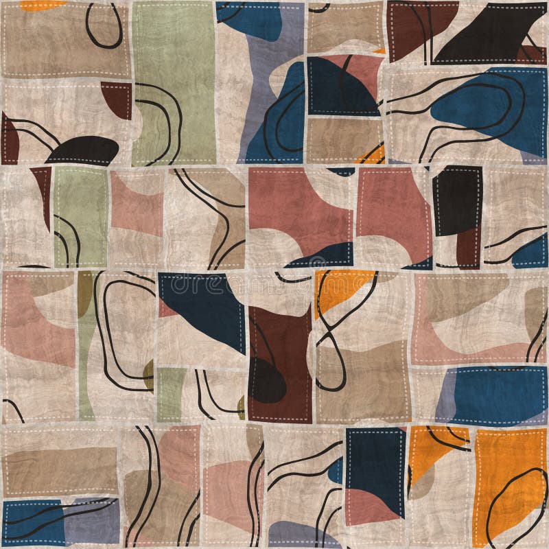 Seamless Patchwork Collage Mix Quilt Pattern Print Stock Image - Image of ethnic, raster: 213602509