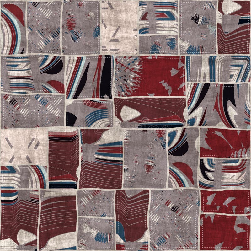 Seamless Patchwork Collage Mix Quilt Pattern Print Stock Image - Image ...