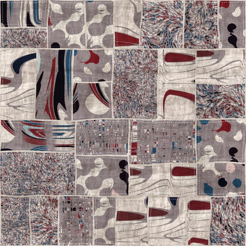 Seamless Patchwork Collage Mix Quilt Pattern Print Stock Illustration ...