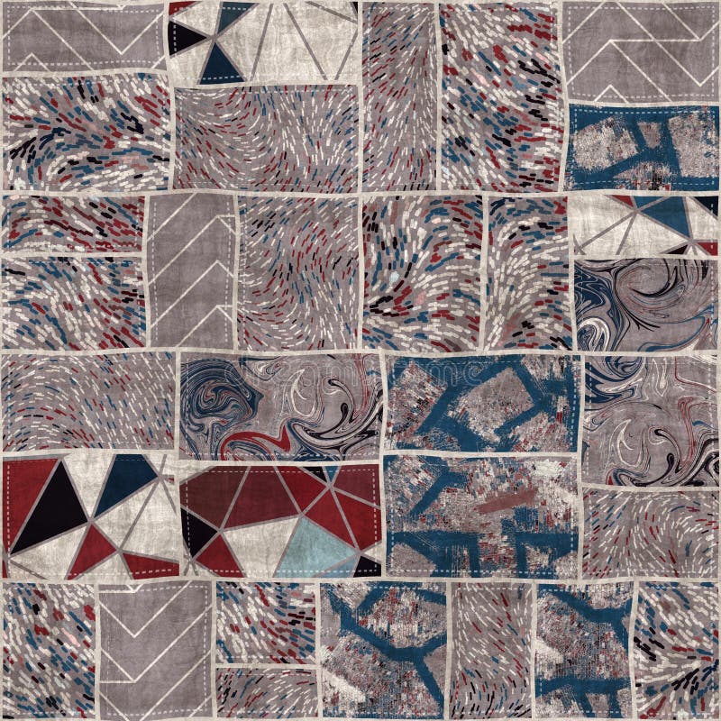 Seamless Patchwork Collage Mix Quilt Pattern Print Stock Photo - Image ...