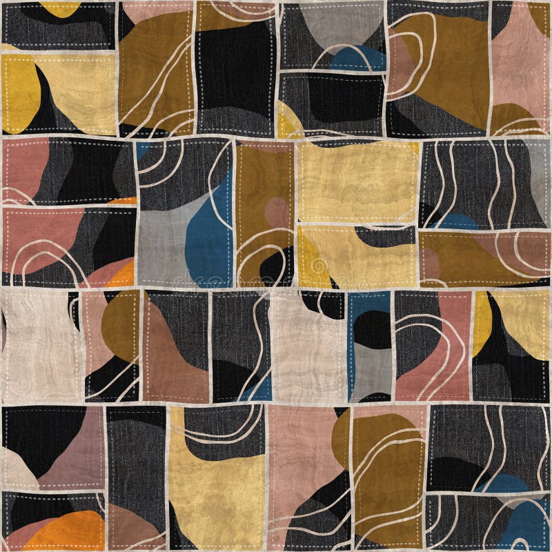 Seamless Patchwork Collage Mix Quilt Pattern Print Stock Image - Image ...