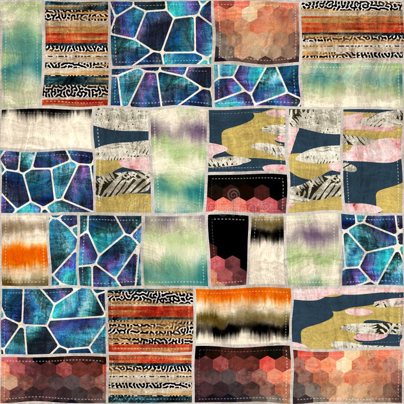 Seamless Patchwork Collage Mix Quilt Pattern Print Stock Photo - Image ...