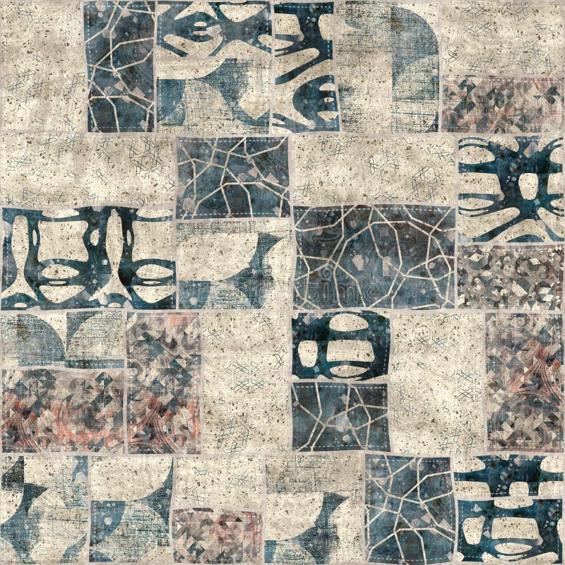 Seamless Patchwork Collage Mix Quilt Pattern Print Stock Image - Image ...
