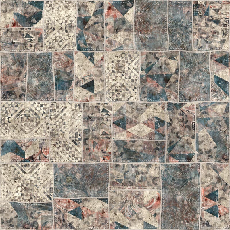 Seamless Patchwork Collage Mix Quilt Pattern Print Stock Illustration ...