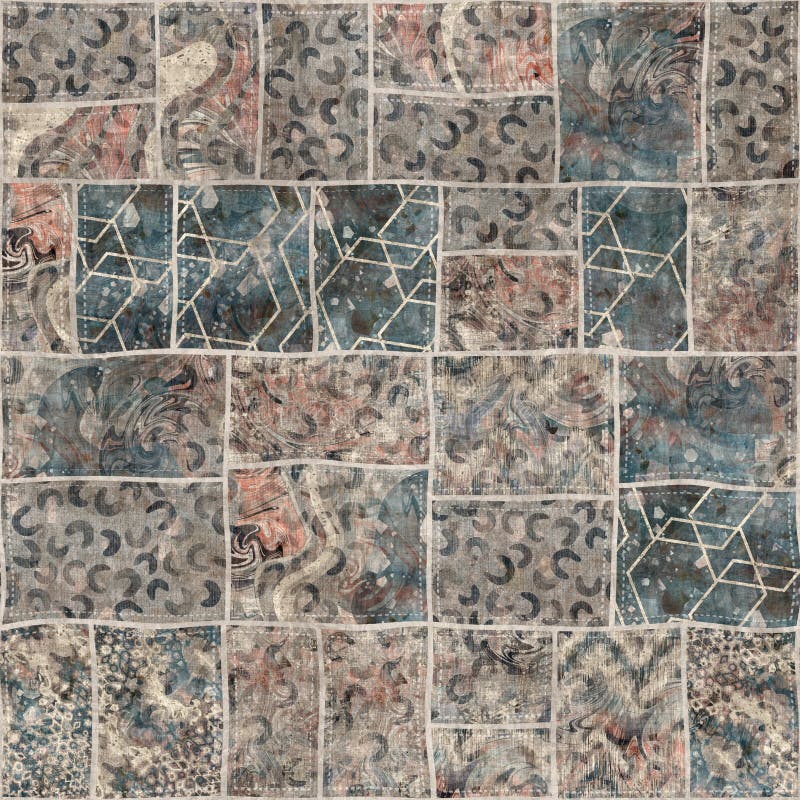 Seamless Patchwork Collage Mix Quilt Pattern Print Stock Photo - Image ...