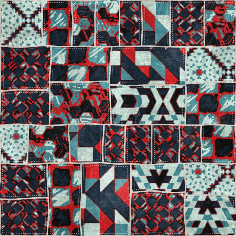 Seamless Patchwork Collage Mix Quilt Pattern Print Stock Image - Image ...