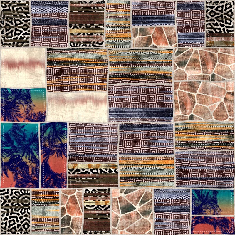 Seamless Patchwork Collage Mix Quilt Pattern Print Stock Photo - Image ...
