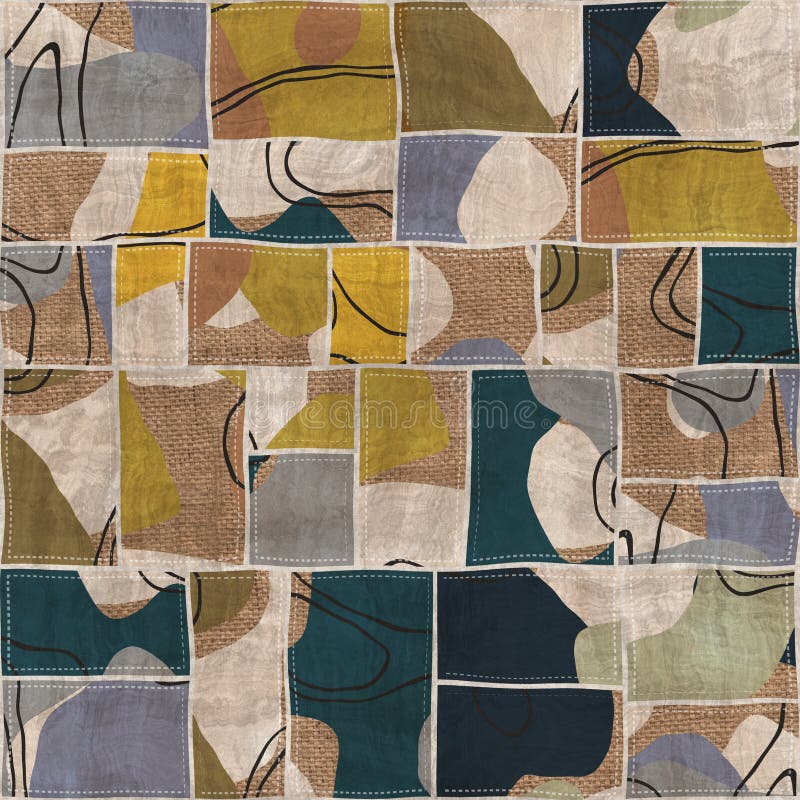 Seamless Patchwork Collage Mix Quilt Pattern Print Stock Illustration ...