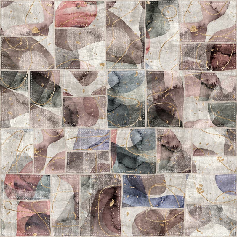 Seamless Patchwork Collage Mix Quilt Pattern Print Stock Illustration ...