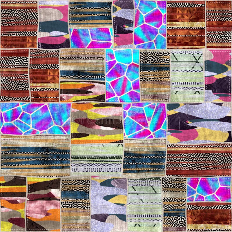 Seamless Patchwork Collage Mix Quilt Pattern Print Stock Photo - Image ...