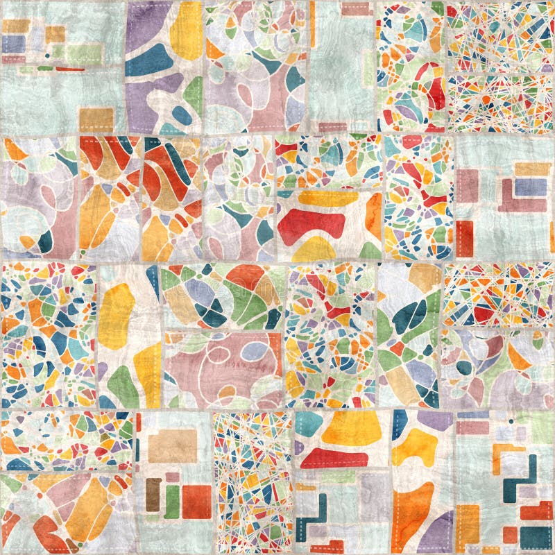Seamless Patchwork Collage Mix Quilt Pattern Print Stock Image - Image ...