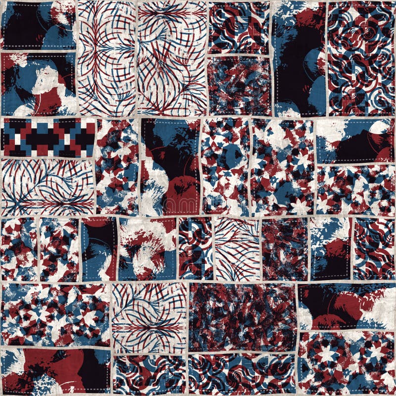 Seamless Patchwork Collage Mix Quilt Pattern Print Stock Image - Image ...