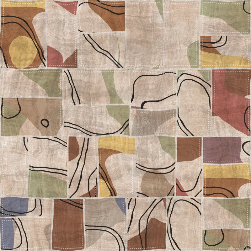 Seamless Patchwork Collage Mix Quilt Pattern Print Stock Illustration ...