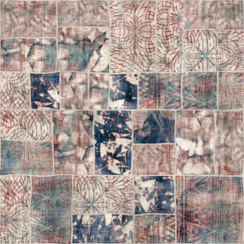 Seamless Patchwork Collage Mix Quilt Pattern Print Stock Illustration ...